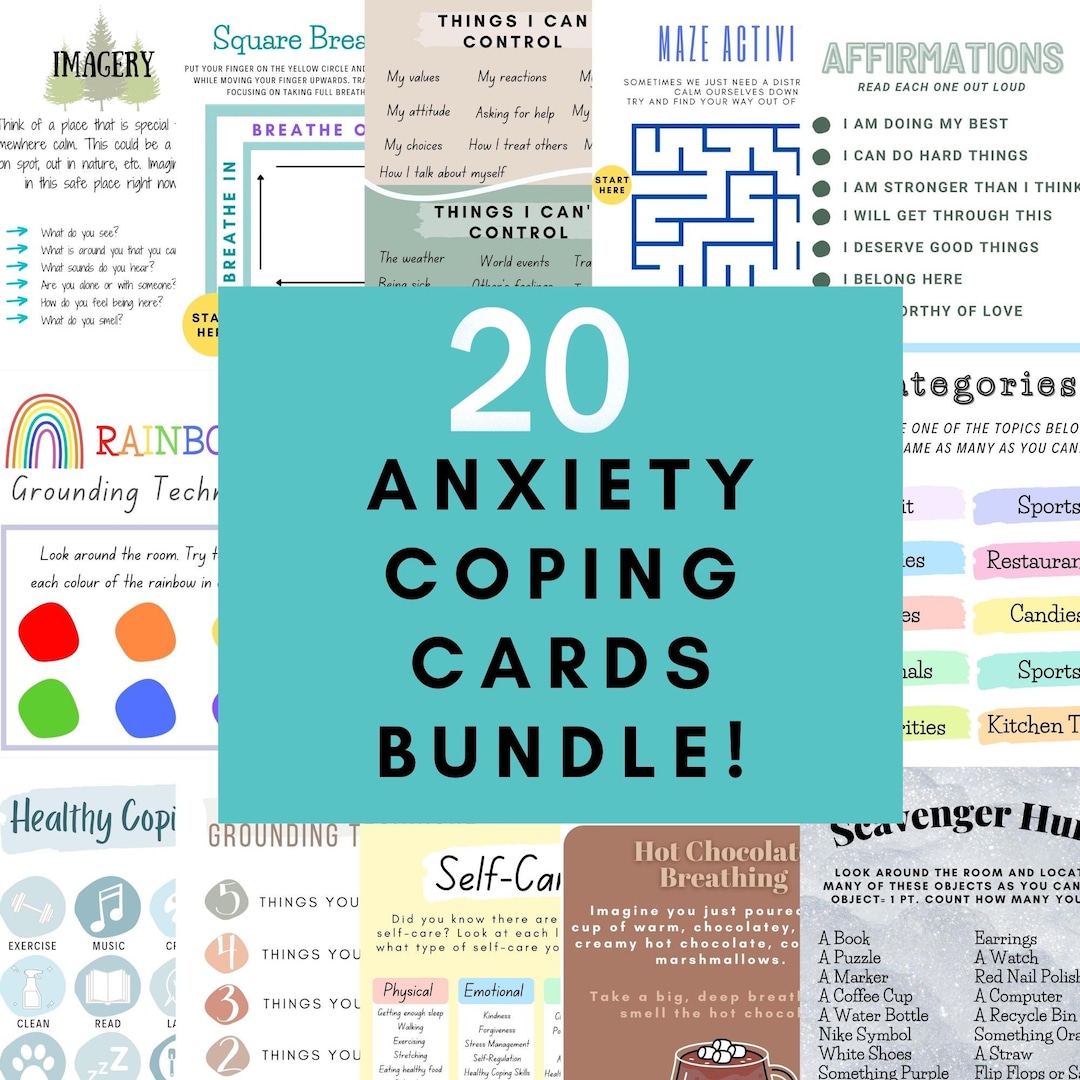 Anxiety Coping Skills Flash Cards Bundle Resources for - Etsy Australia