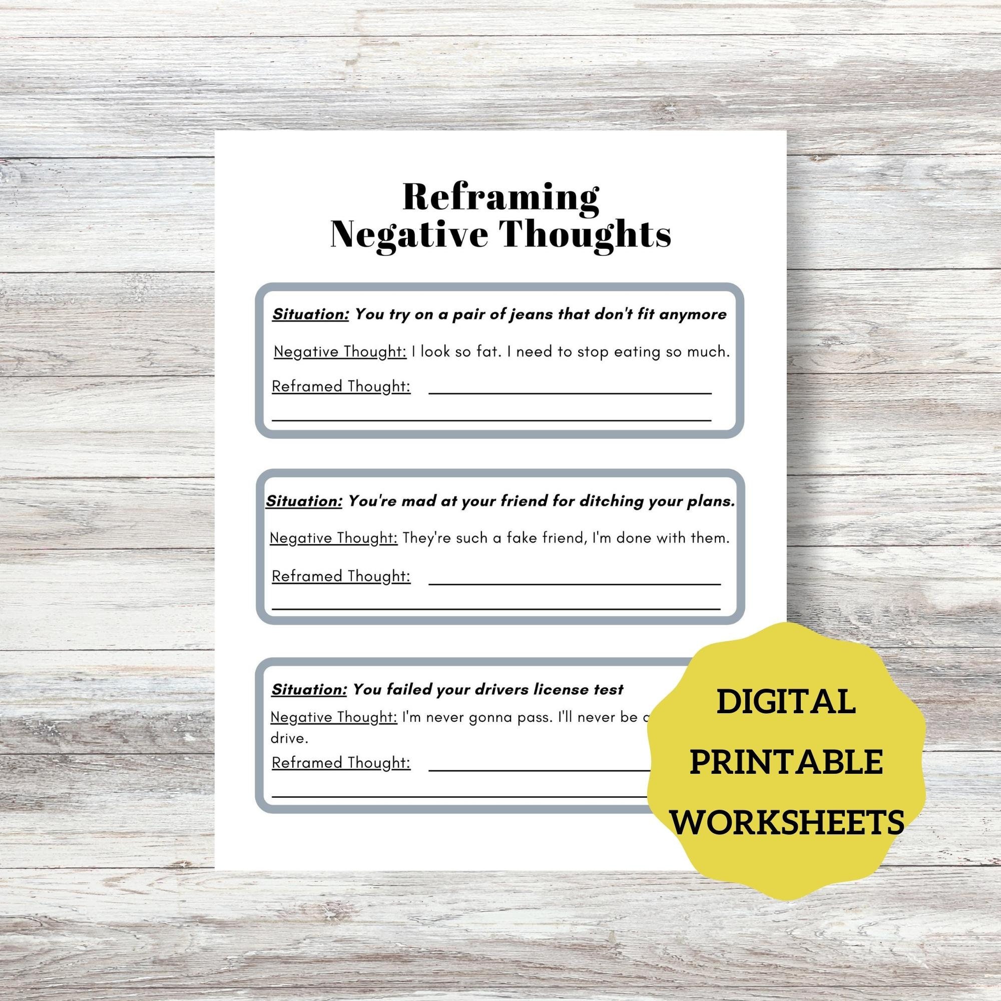 Reframing and Challenging Negative Thoughts, Lesson and Worksheet ... Reframing and Challenging Negative Thoughts, Lesson and Worksheet ...