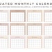 Undated Monthly Calendar, Neutral Theme, Organization, Printable ...