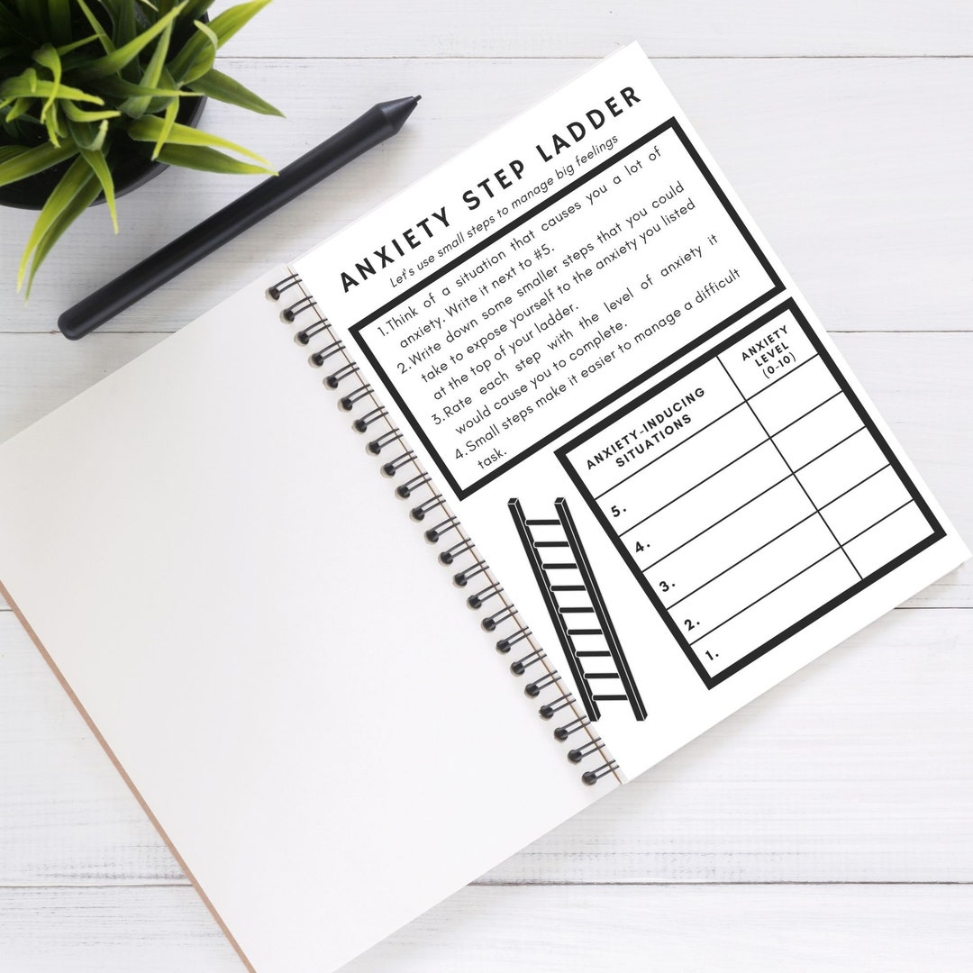 Anxiety Step Ladder Worksheet, Recognizing Anxiety, Managing Difficult ...