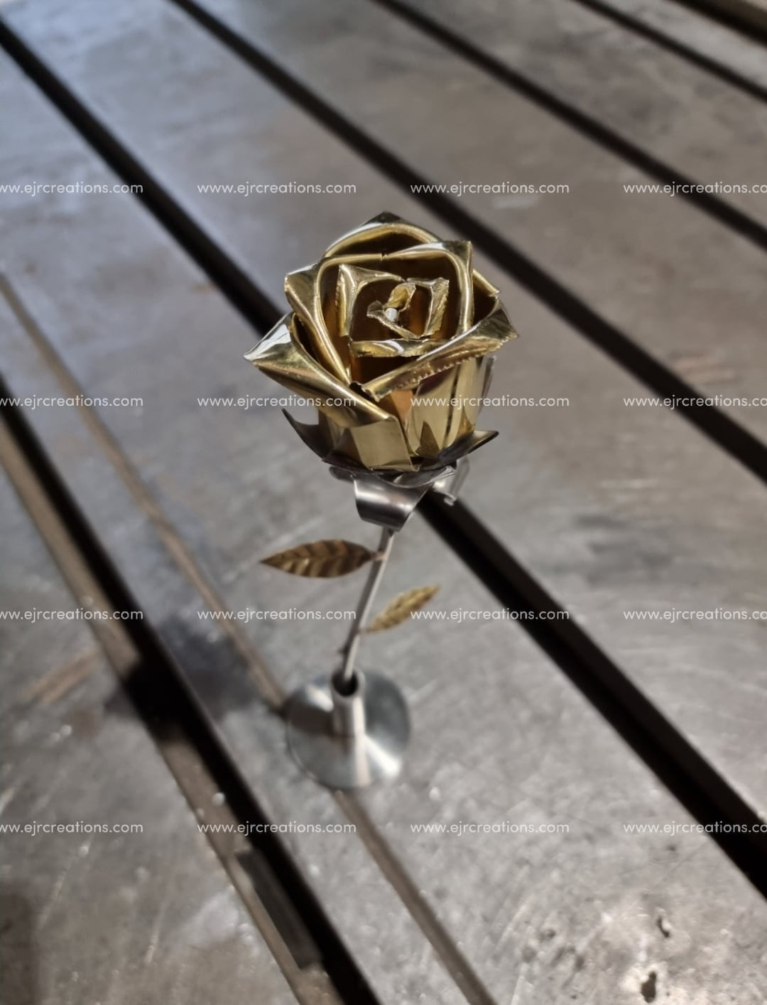 Brass Rose (gold Appearance) With Stainless Steel Base - 21st or 50th ...