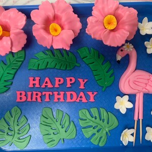 Tropical Flamingo Theme Fondant Cake Topper, Summer Theme Cake Topper ...