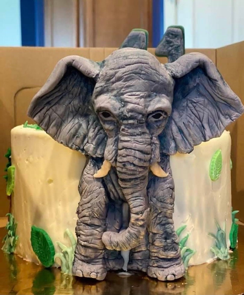 Realistic Fondant Elephant Cake Topper W/number - Etsy