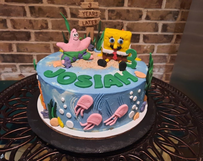Spongebob, Patrick and Squidward Birthday Cake Topper, Personalised ...