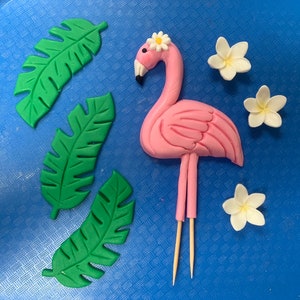 Tropical Flamingo Theme Fondant Cake Topper, Summer Theme Cake Topper ...