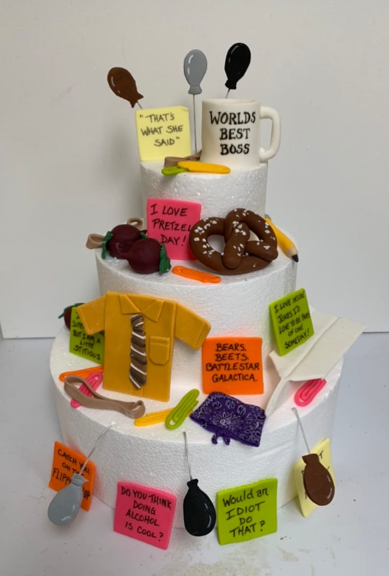 The Office Theme Cake Topper, the Office, Best Boss Cup, Fondant Office ...