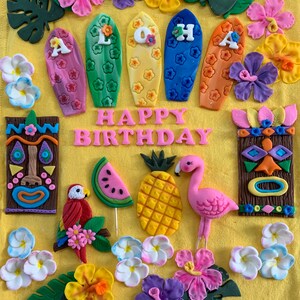 Tropical Flamingo Theme Fondant Cake Topper, Summer Theme Cake Topper ...