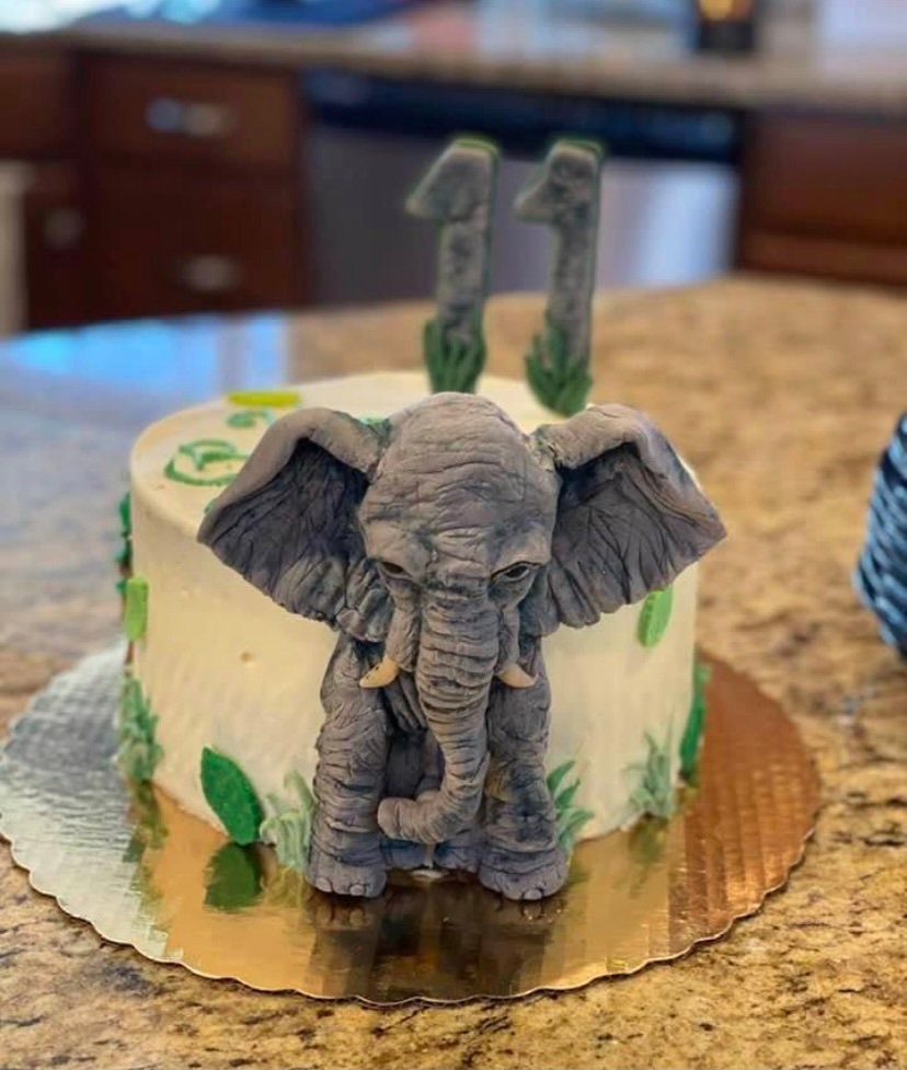 Realistic Fondant Elephant Cake Topper W/number - Etsy