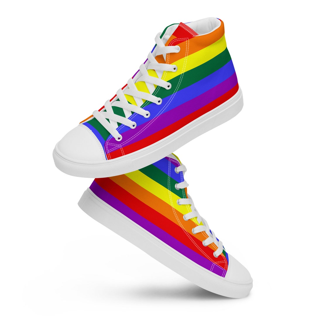 Rainbow Pride LGBT Mens High Top Canvas Shoes Colorful LGBTQ Sneakers ...