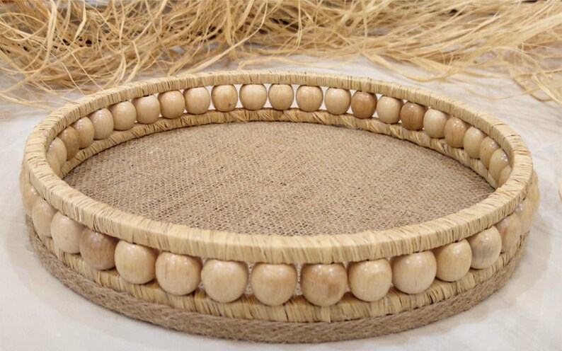 Wooden Handmade Beaded Decorative Tray - Etsy