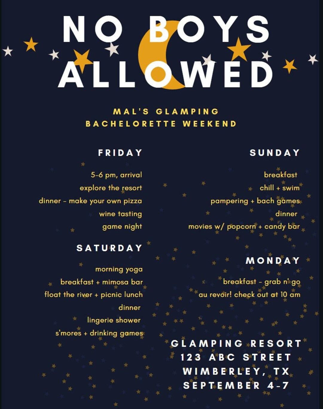 Digital Printable Sleepover Glamping Bachelorette Invite | Custom Party ...