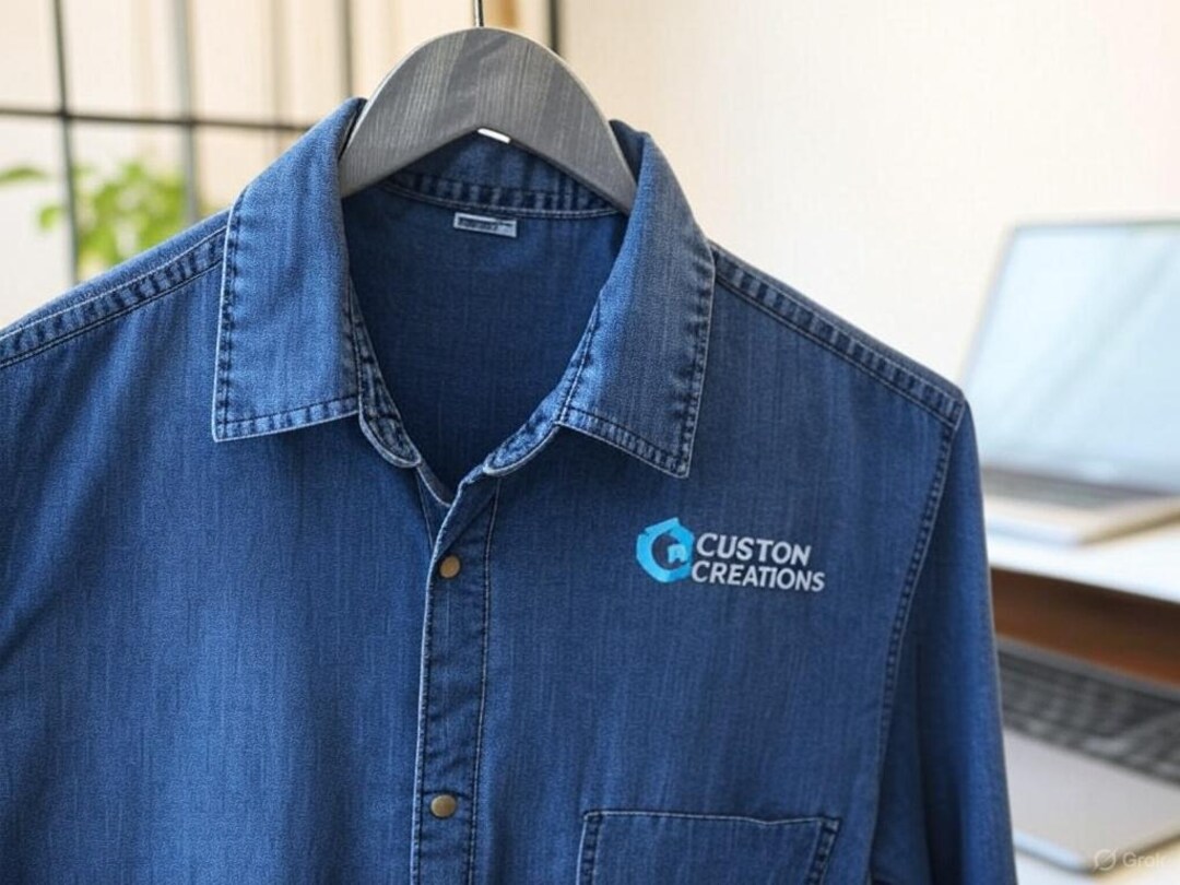 Custom Embroidered Women's Denim Shirt: Ink Blue Cotton - Etsy