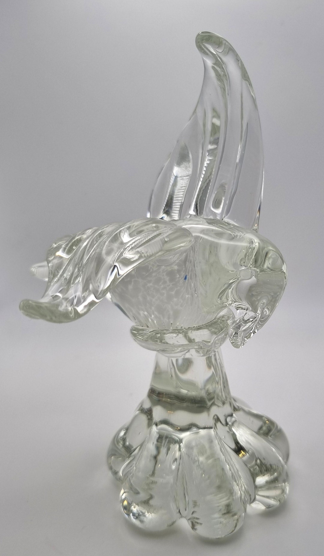 Murano Glass Bird Art Glass Sculpture, Art Glass Clear White Bird in ...