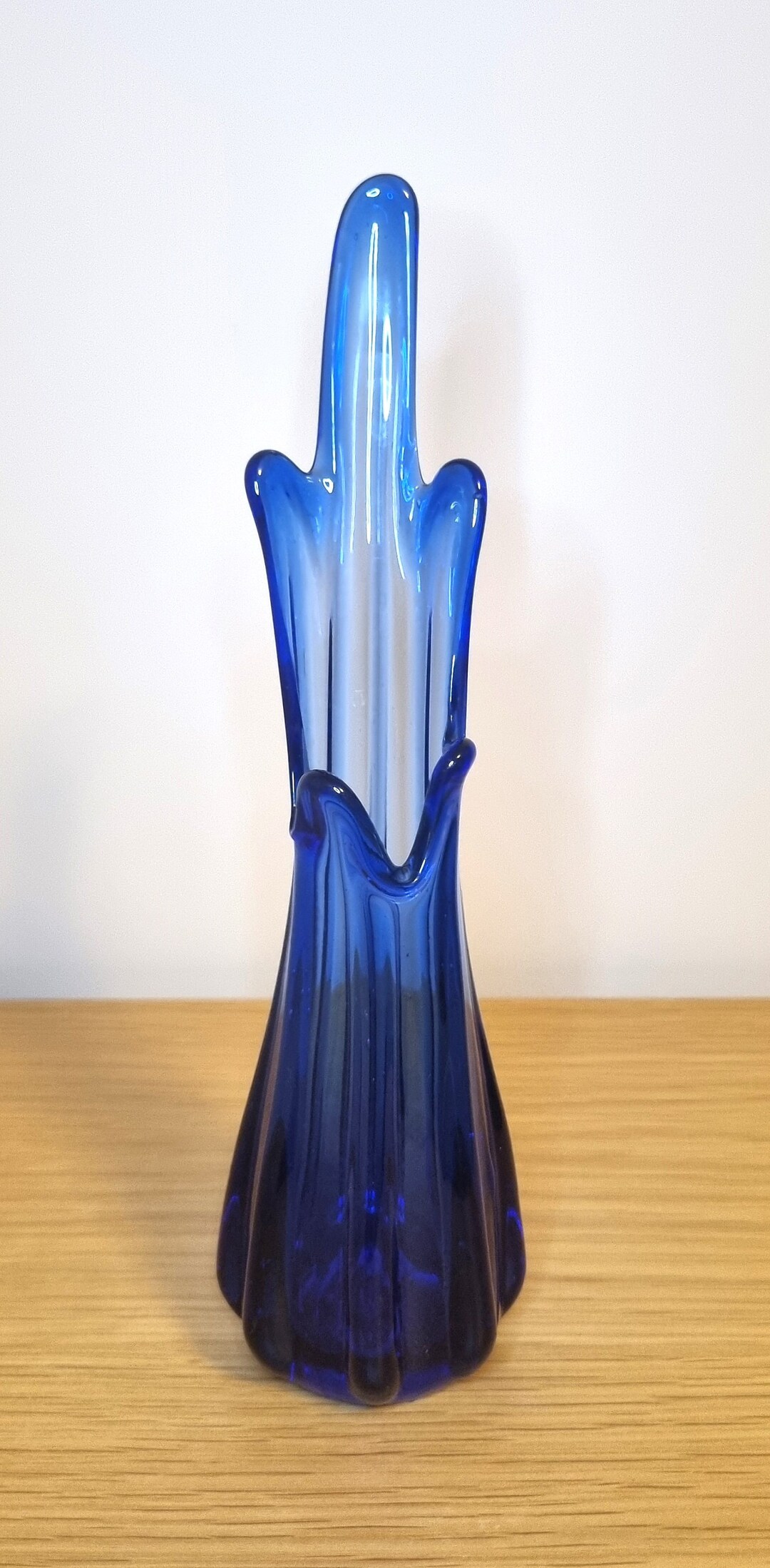Retro 1970's Finger Vase Cobalt Blue, Art Glass Bud Vase, Funky Vase ...