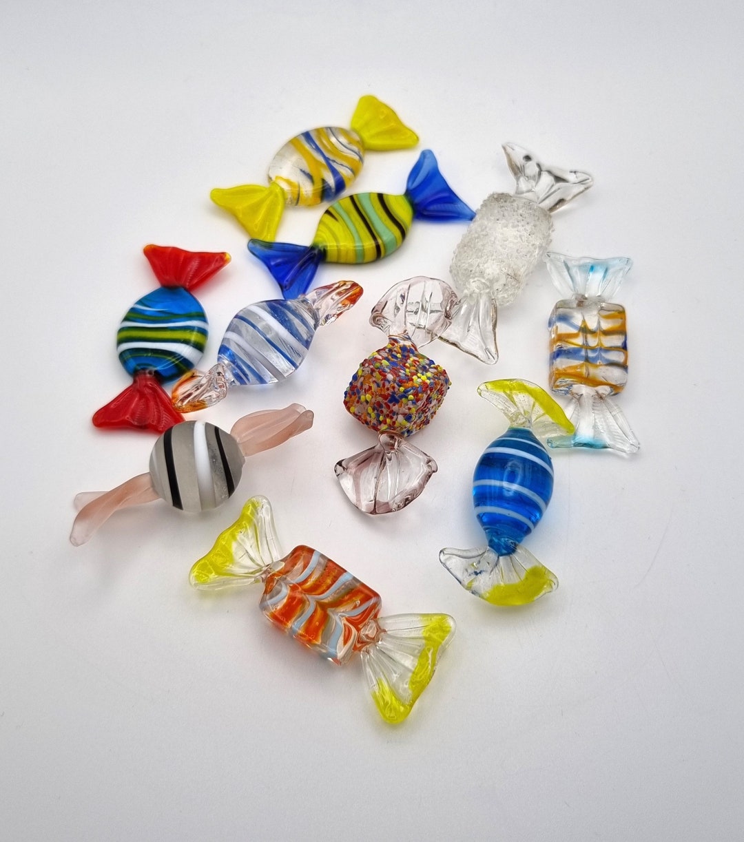 Murano Glass Wrapped Sweets Candy, Retro Glass Sweets, Decorative Glass ...