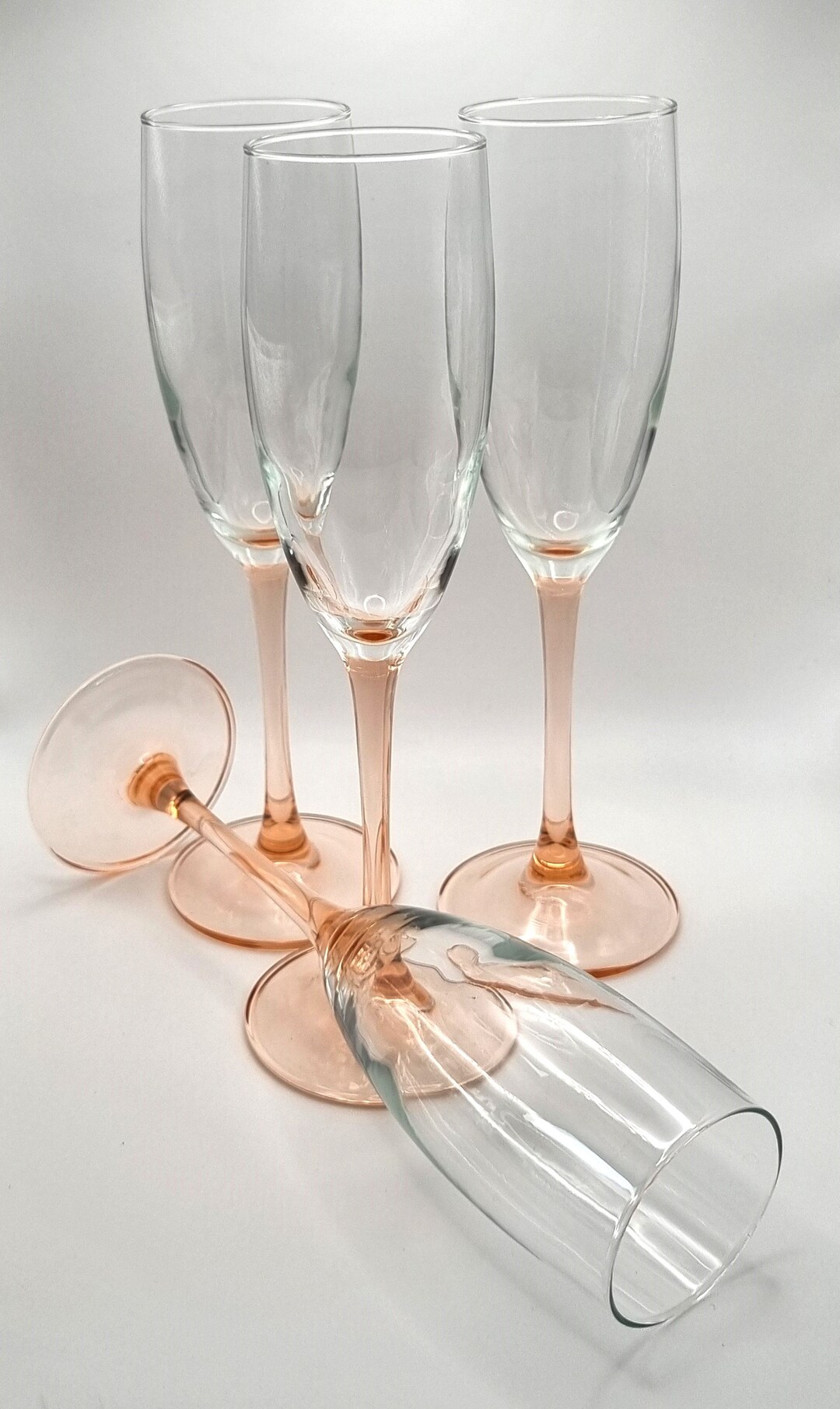 Pink Stemmed French Prosecco Champagne Glasses, Luminarc, Set of 4 ...