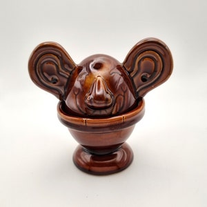 Denmead Pottery Novelty Egg Cup: Treacle Glazed Funny Face - Etsy UK