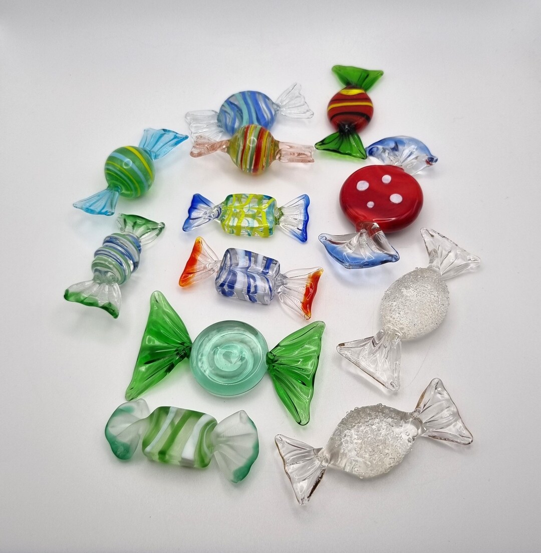 Murano Glass Wrapped Sweets Candy, Retro Glass Sweets, Decorative Glass ...