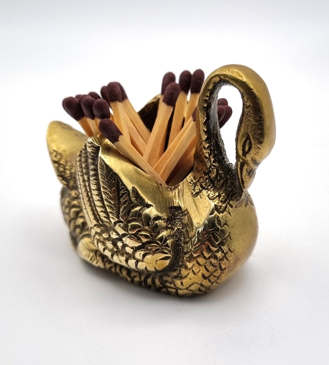 Collectable Brass Swan Matchstick Toothpick Holder Solid - Etsy UK