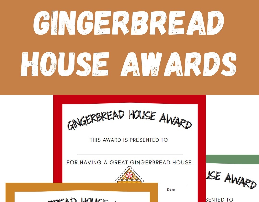 Gingerbread House Awards/certificates - Etsy