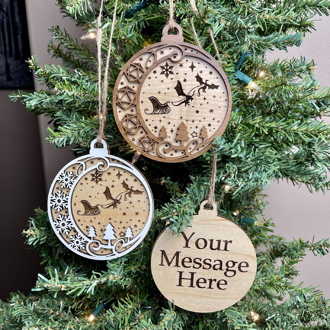 Wood Dragon Sleigh Ornament | RPG Christmas Gift | D20 D&D, Dnd ...