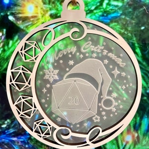 Merry Crit-mas D20 Santa Hat Ornament, TTRPG, Dnd, Role Playing, D20 ...
