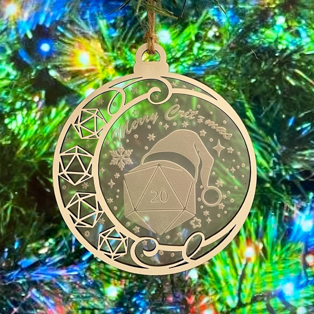 Merry Crit-mas D20 Santa Hat Ornament, TTRPG, Dnd, Role Playing, D20 ...