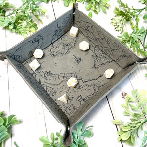 Fantasy Map Dnd Dice Tray | Multiple Colors Vegan Leather | Father’s ...
