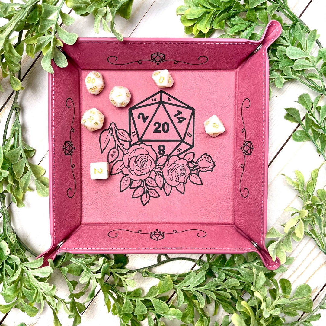 Rose D20 Floral Dnd Dice Tray | Multiple Colors Vegan Leather | Gift ...
