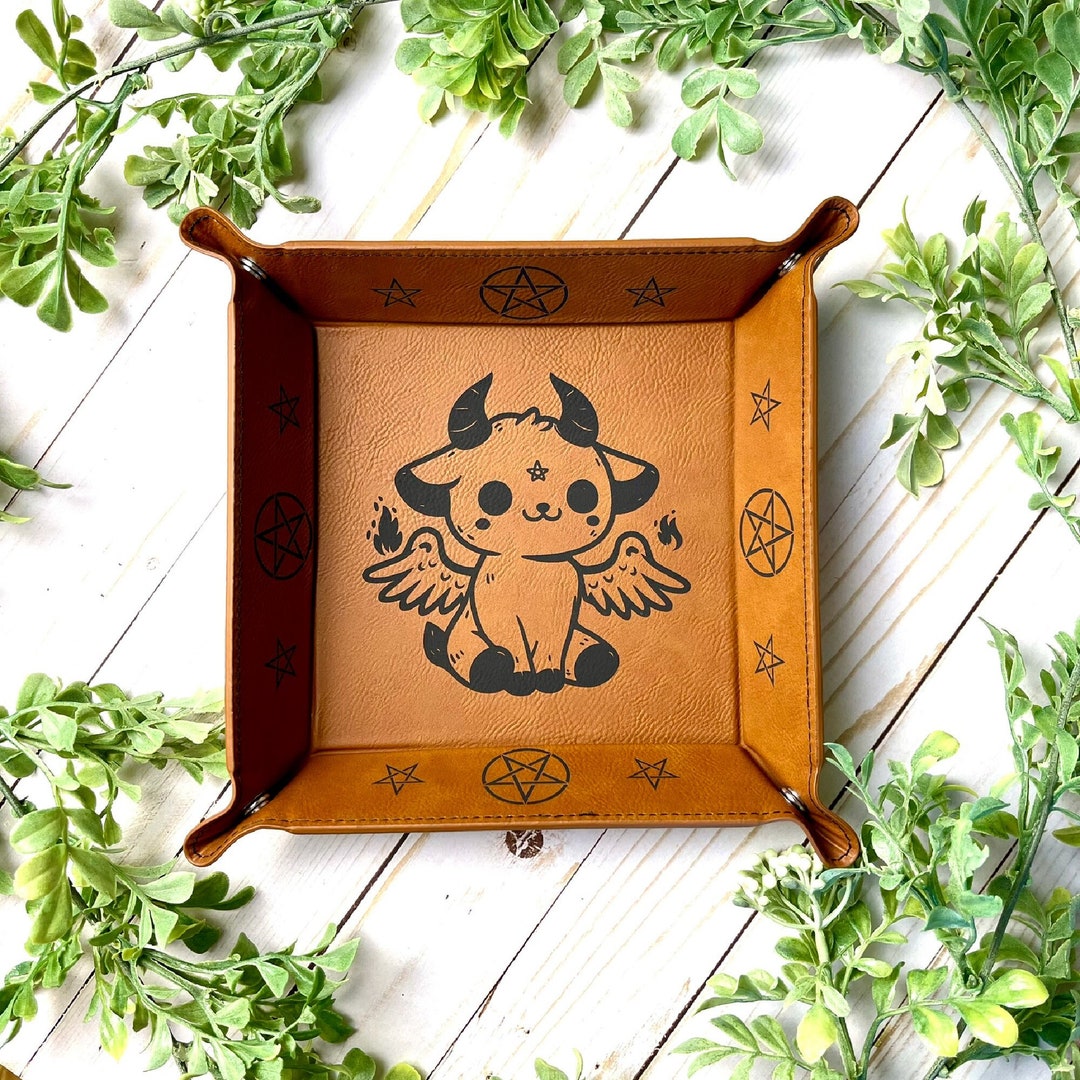 Baphomet Cute Dnd Dice Tray | Multiple Color Vegan Leather | Gift ...