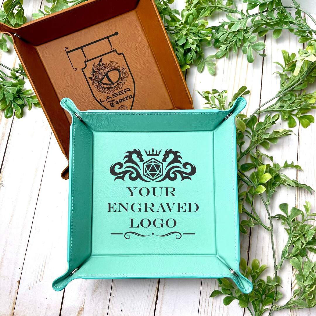 Custom Engraved Logo RPG Dnd Dice Rolling Tray | Catchall Tray | Valet ...