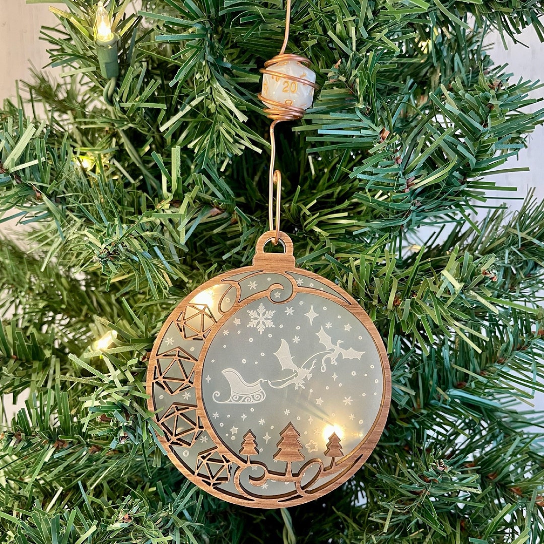 Dragon Sleigh Ornament | RPG Christmas Gift | D20 Dice D&D, Dnd ...