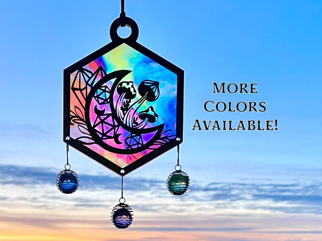 D20 Mushroom Moon Suncatcher Window Hanging Pendant Decoration Ornament ...