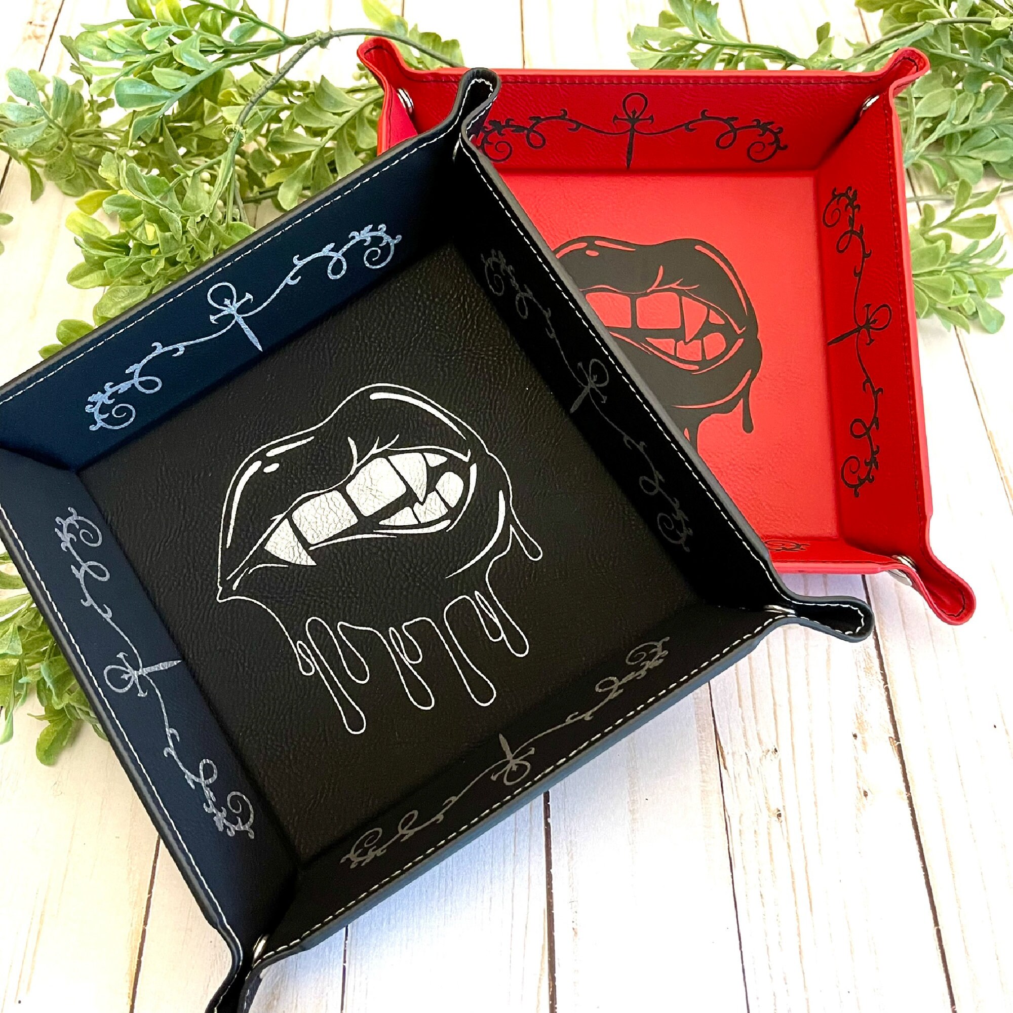 Vampire Lips Dnd Dice Tray | Multiple Colors Vegan Leather | Gift ...