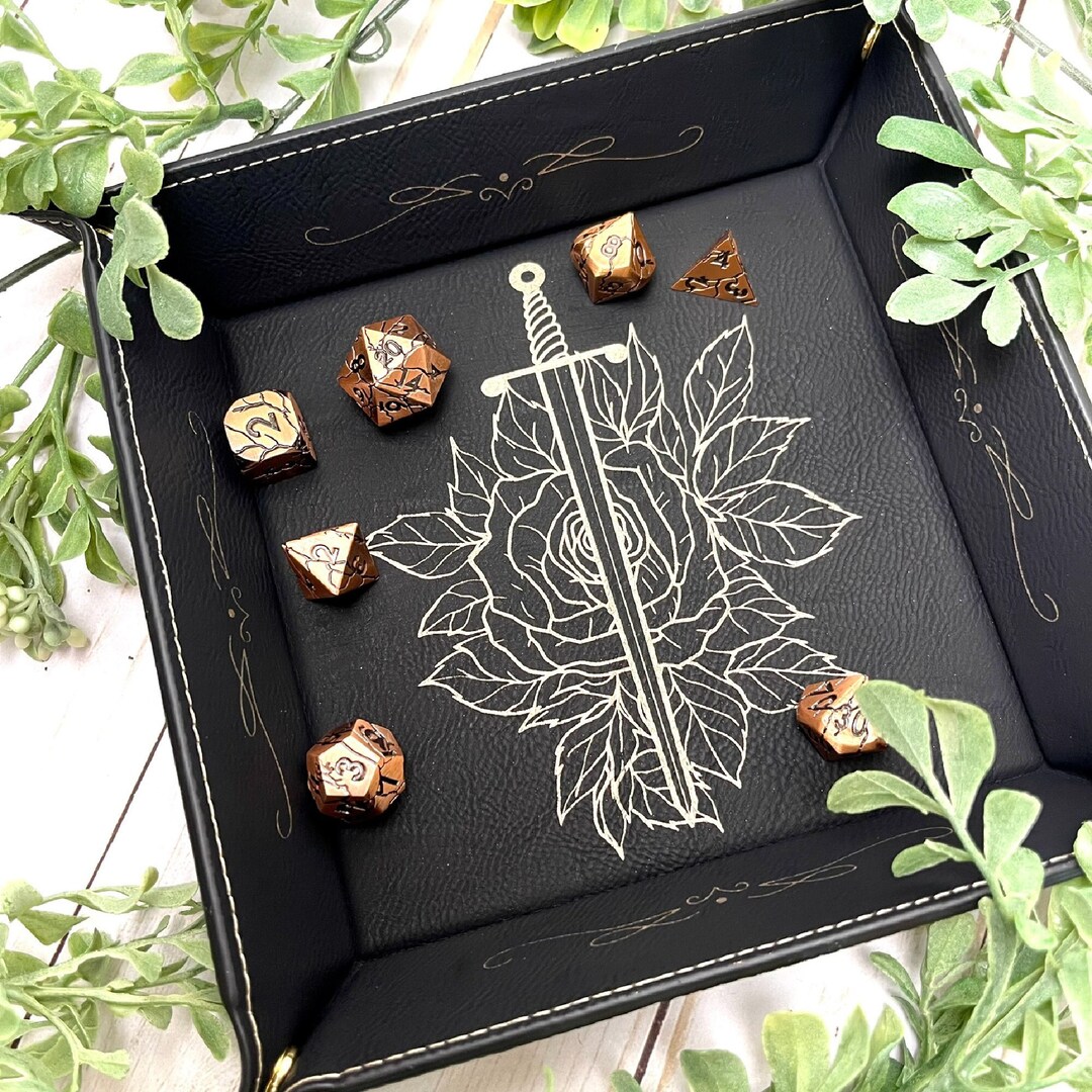 Ornate Sword Rose Dnd Dice Tray | Multiple Colors Vegan Leather ...
