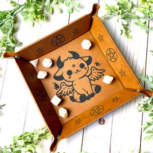 Baphomet Cute Dnd Dice Tray | Multiple Color Vegan Leather | Gift ...