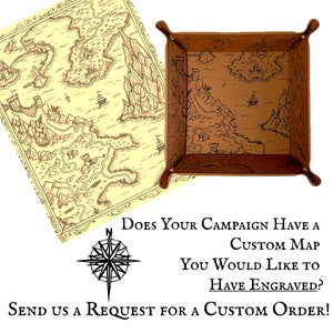 Fantasy Map Dnd Dice Tray | Multiple Colors Vegan Leather | Father’s ...