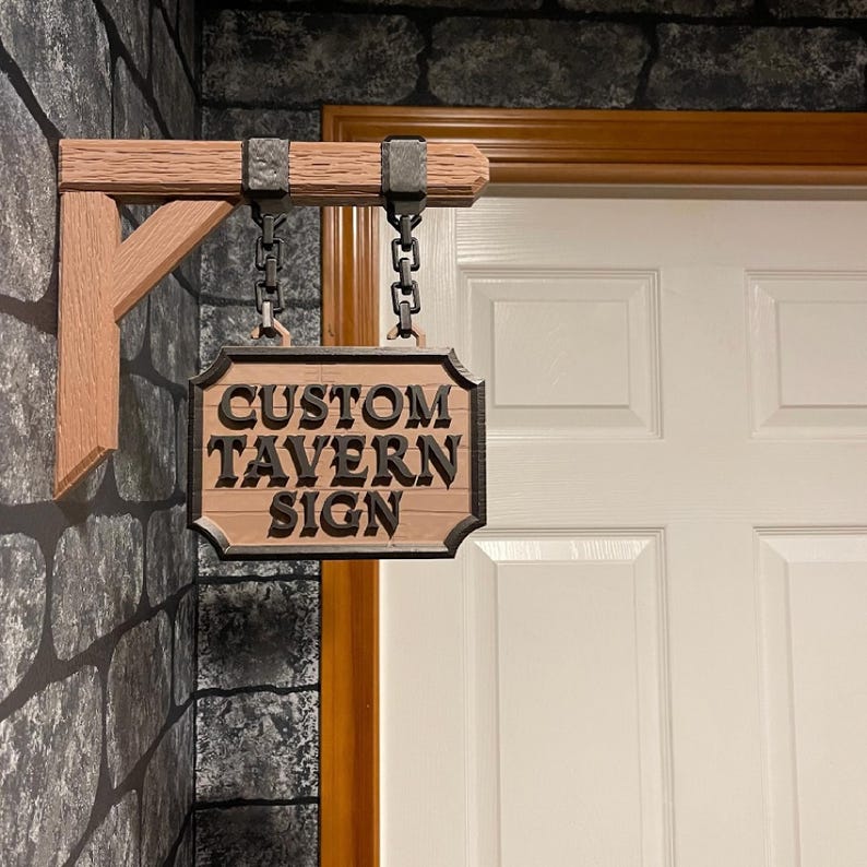 Custom Tavern Sign Personalized | Hanging Bracket OR Tabletop Stand ...