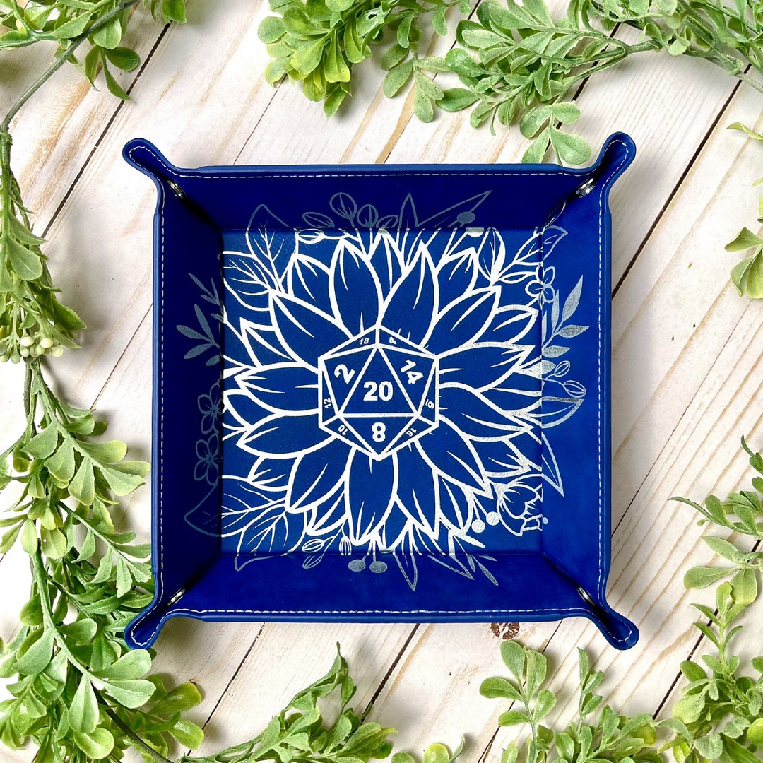 Flower D20 Dnd Dice Tray Multiple Colors Leatherette Gift Fold Flat ...