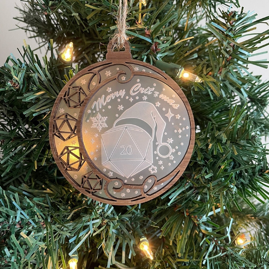 Merry Crit-mas D20 Santa Hat Ornament, RPG Christmas Gift, TTRPG, Dnd ...