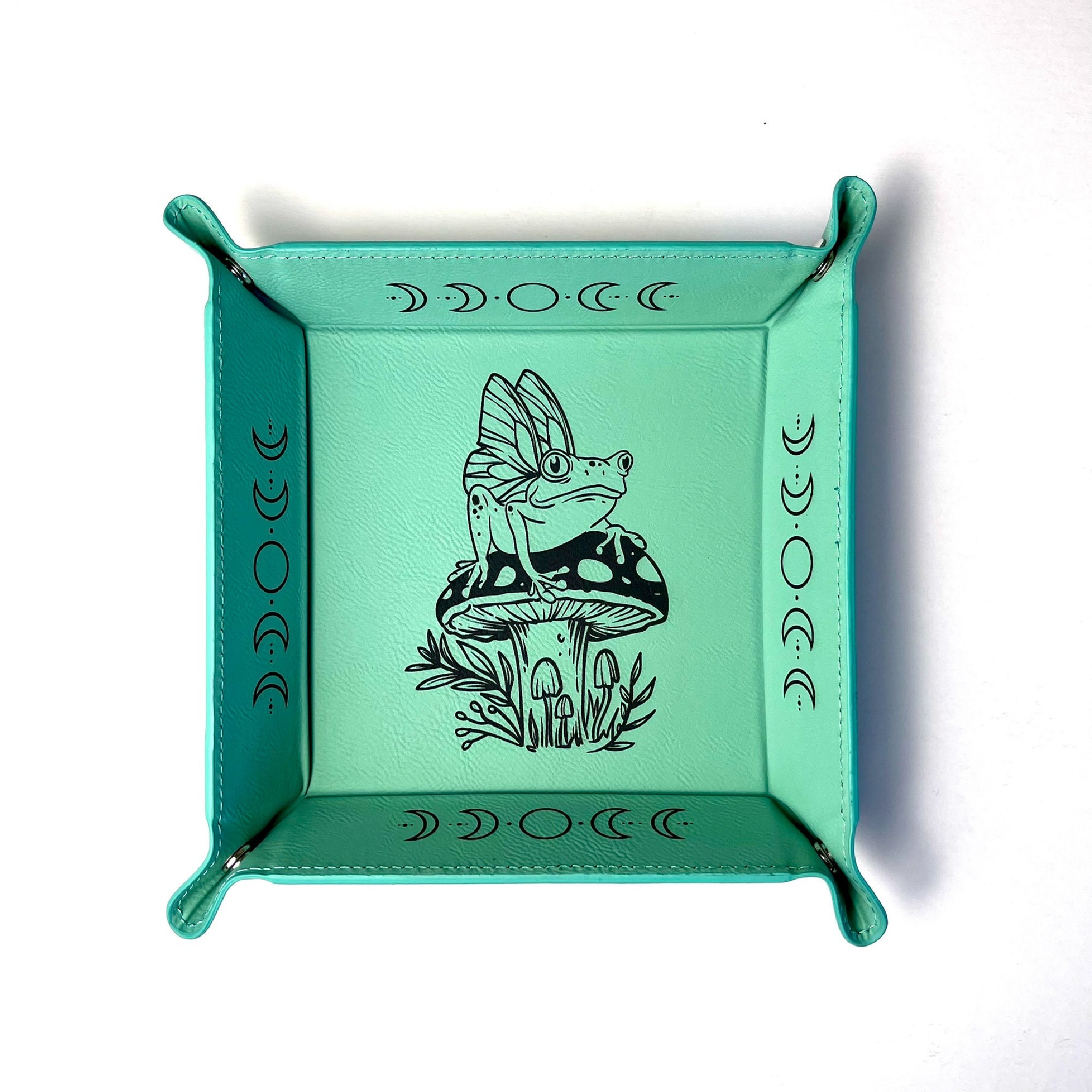 Frog Fairy Mushroom Dnd Dice Tray | Multiple Colors Vegan Leather ...
