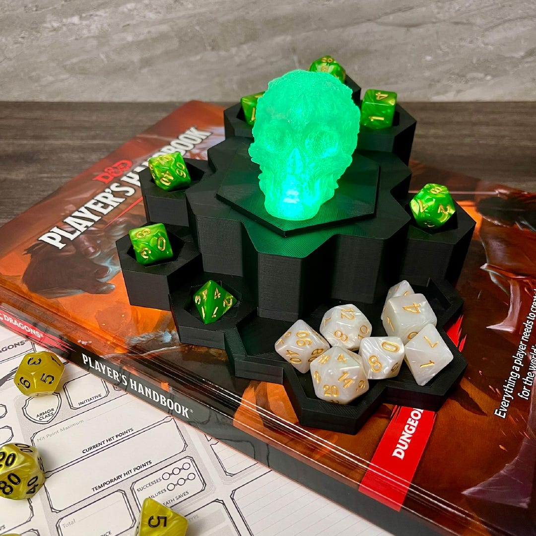 Skull Lighted Pillar Dice Display | Dungeons and Dragons Gift ...