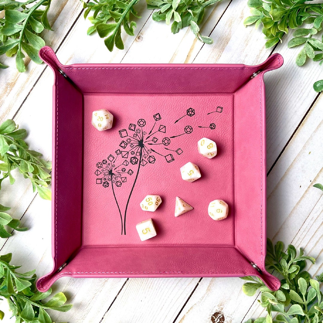 Dandelion Dice Flower Dnd Dice Tray | Multiple Colors Vegan Leather ...