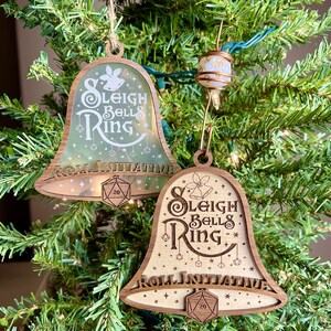 Bell Shape Sleigh Bells Ring ROLL INITIATIVE Ornament | RPG Christmas ...