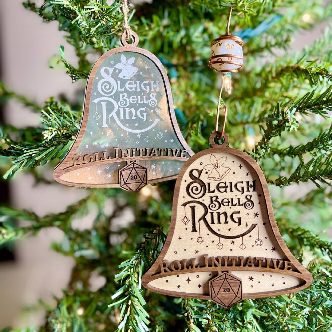 Bell Shape Sleigh Bells Ring ROLL INITIATIVE Ornament | RPG Christmas ...