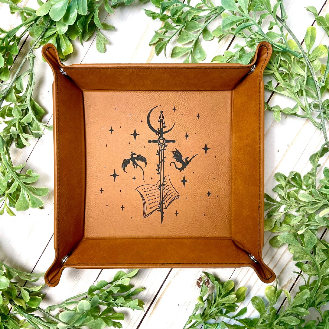 Sword Book Dragons Dnd Dice Tray | Multiple Colors Vegan Leather | Gift ...