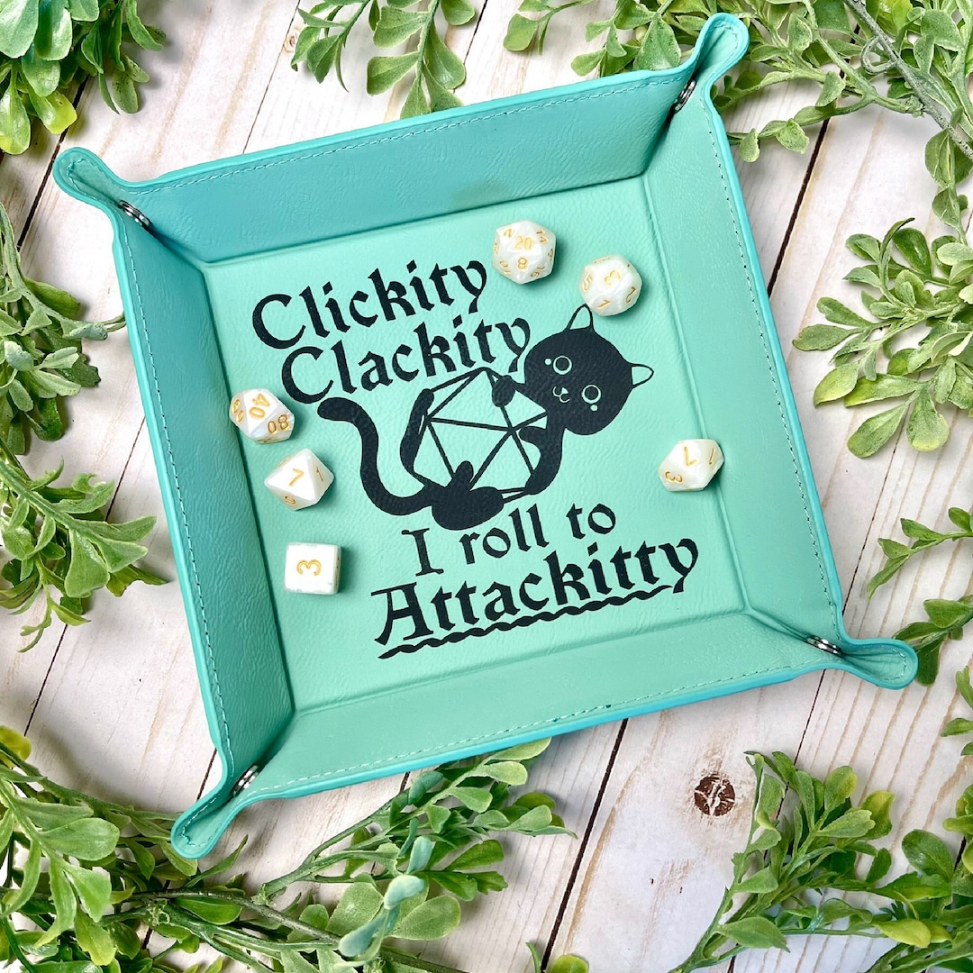 Cat D&D Dice Tray Clickity Clackity | Multiple Color Vegan Leather ...