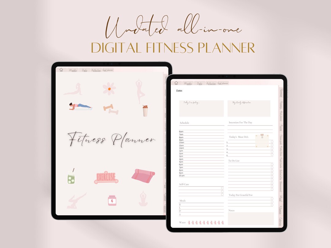 Digital Fitness Planner Weekly Workout Planning Weight Loss Tracker ...