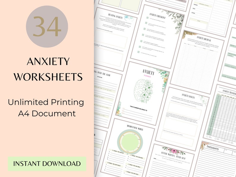 Anxiety Printable Worksheets Mental Health Anxiety Relief Self Help ...