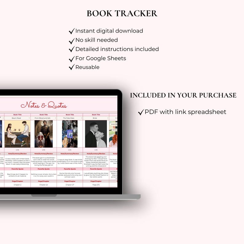 Book Tracker Spreadsheet | Digital Reading Journal & TBR Tracker ...